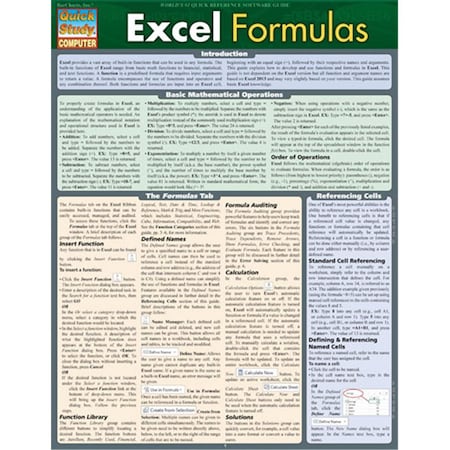 Barcharts Excel Formulas Quickstudy Easel 9781423221692 | Zoro